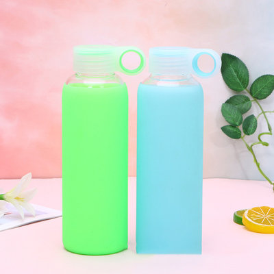 Protective Silicone Sleeve Glass Water Bottle For Outdoor Sports Eco Friendly supplier