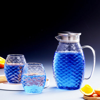 High Borosilicate Glass Pitcher , Drip Free Large Capacity Glass Water Carafe supplier