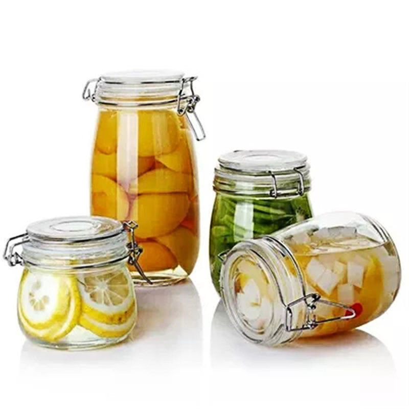Stocked Airtight Glass Jam Jar Canister Multi Capacity Soda Glass Material supplier